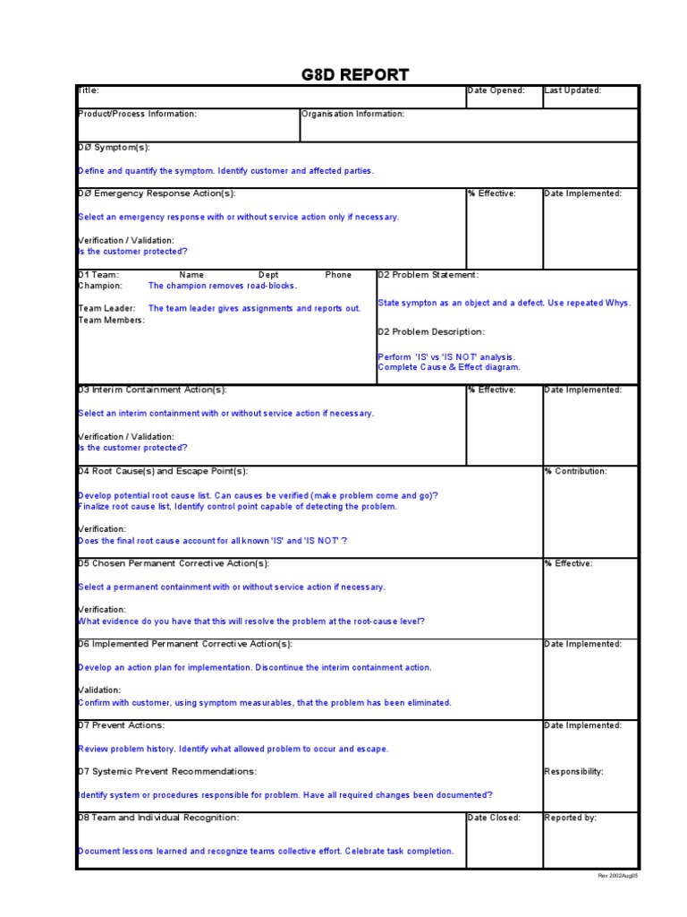 G8D Problem Solving Process Overview | PDF | Risk | Risk Management
