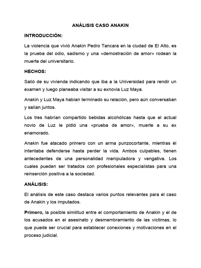 ANÁLISIS CASO ANAKIN | PDF