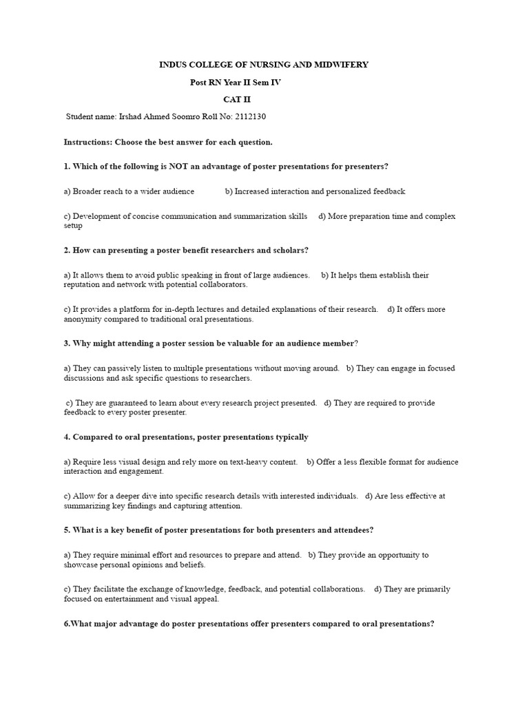 130 Irshad Ahmed Soomro English MCQS Advantages of Poster | PDF ...