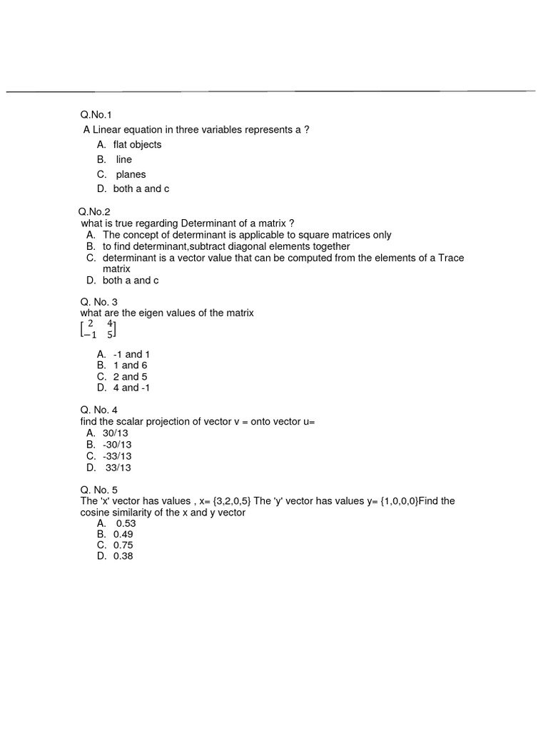 Mathematics For AI | PDF | Matrix (Mathematics) | Vector Space