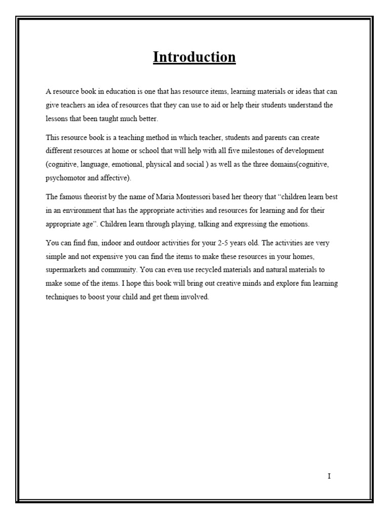 Introduction For Resource Book | PDF | Self-Improvement | Wellness