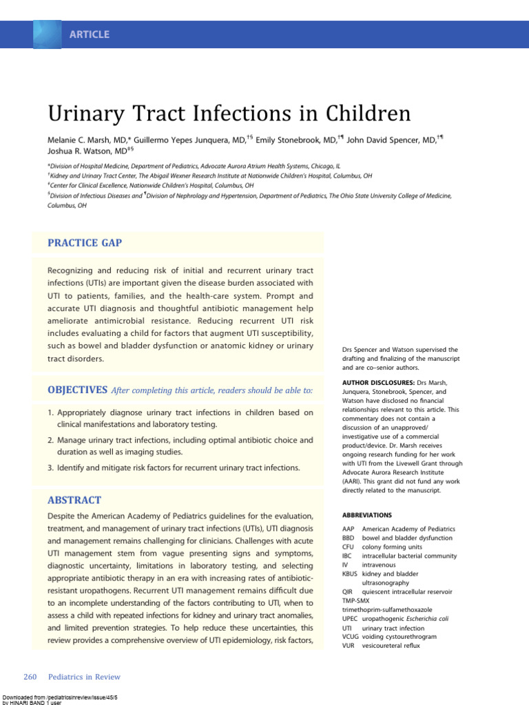 Urinary Tract Infections in Children 2024 | PDF | Urinary Tract ...