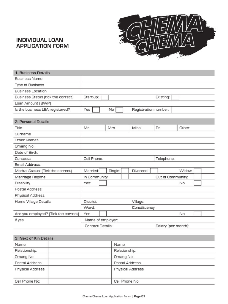 Chema Chema Individual App Form | PDF | Business | Telephone