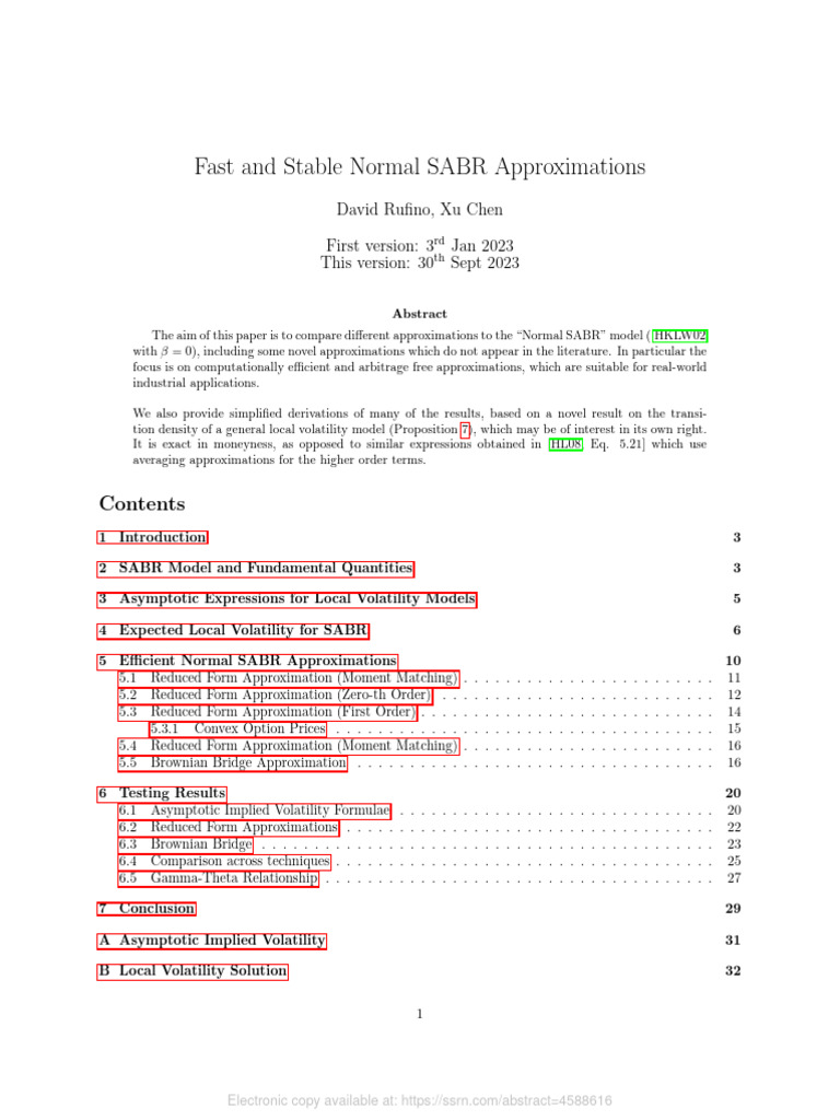 Fast and Stable Normal SABR Approximations_David Rufino | PDF | Applied ...