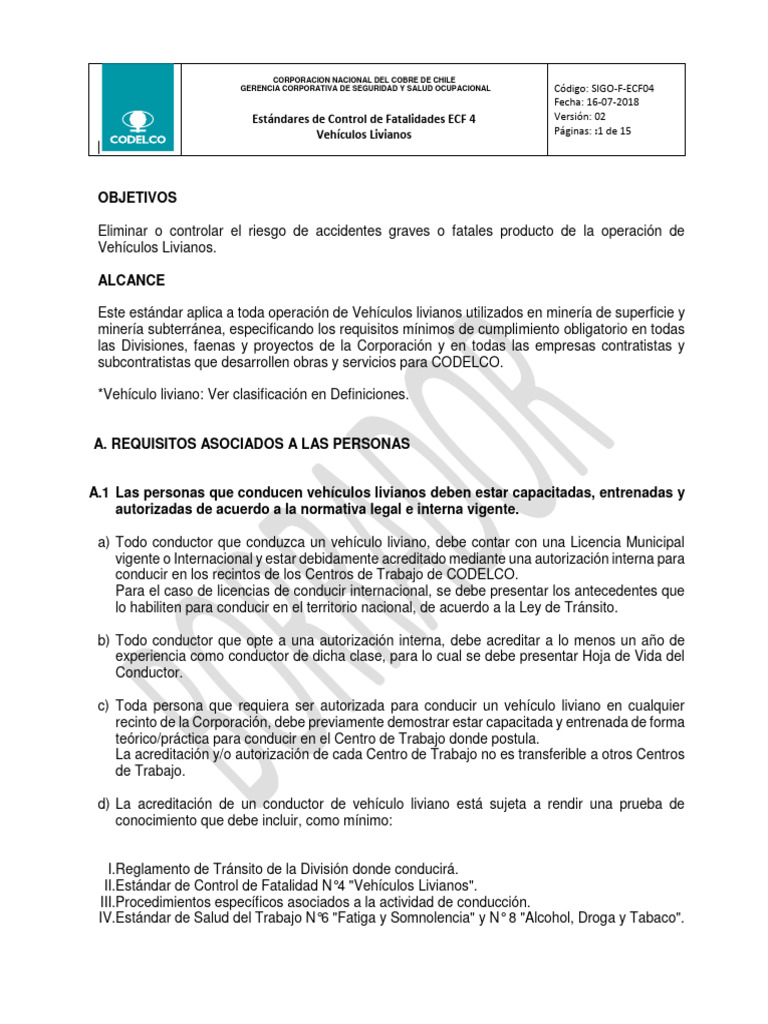 ECF 4 - Estándar de Control de Fatalidades | Descargar gratis PDF ...