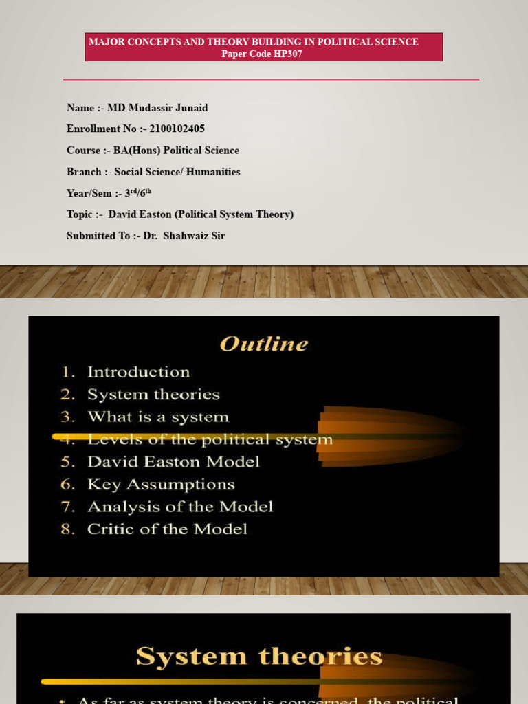 David Easton (Political System Theory) (MD Mudassir Junaid) | PDF