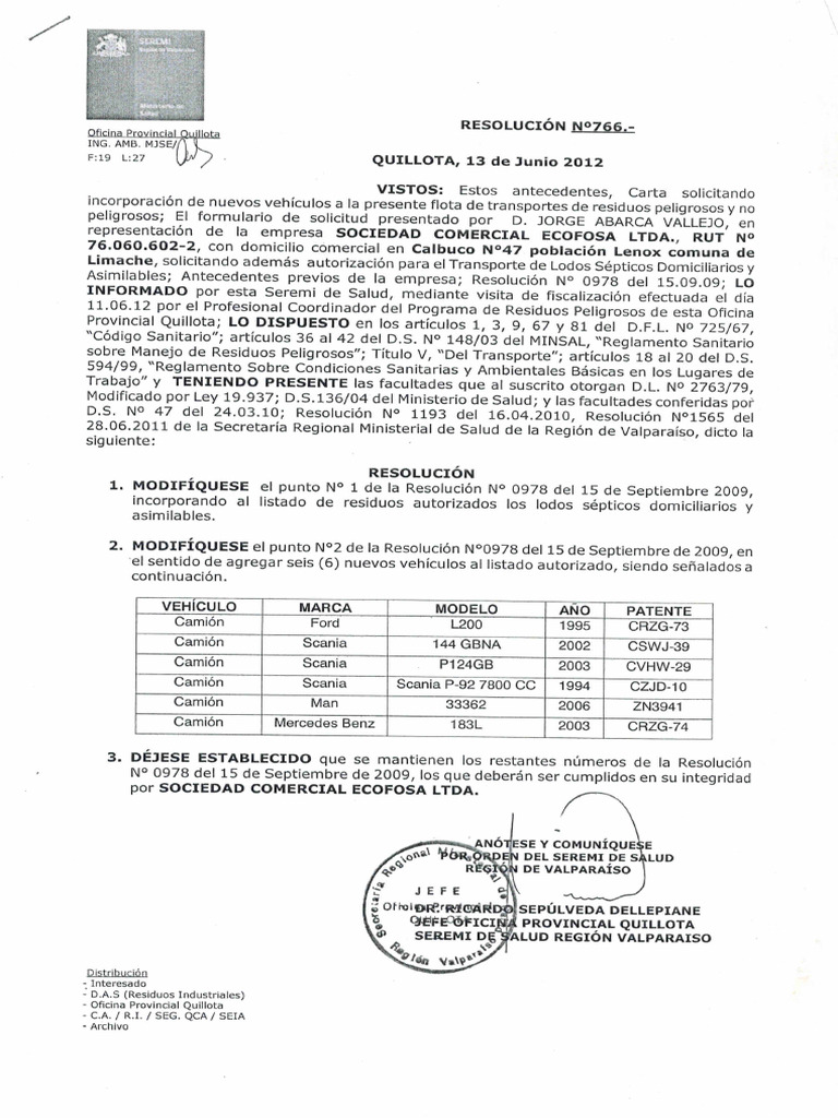 Resolucion 766 | PDF