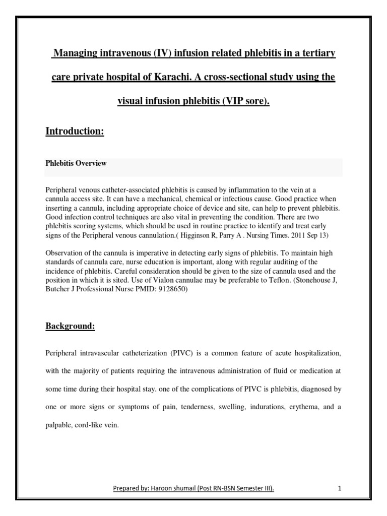 Managing IV Infusion Phlebitis Risks | PDF | Intravenous Therapy ...