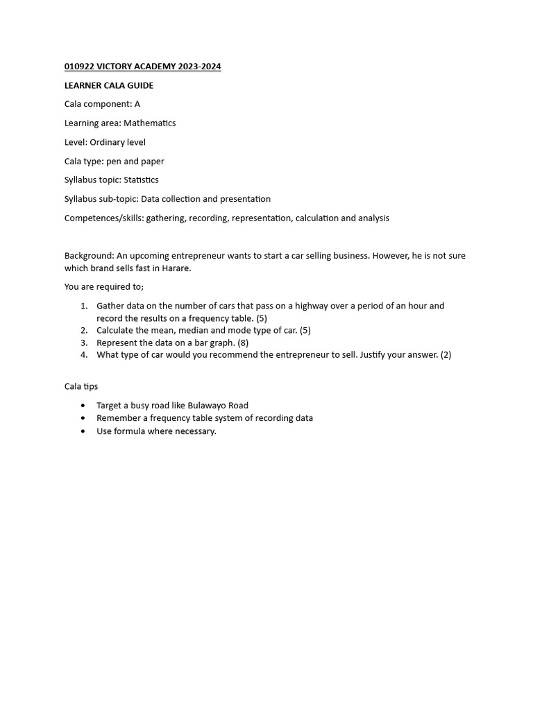 Victory Academy 2023-2024 Math CALA Guide | PDF | Area | Mathematics