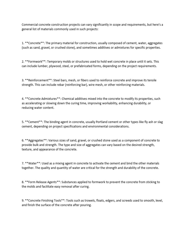 concrete check list | PDF | Concrete | Reinforced Concrete