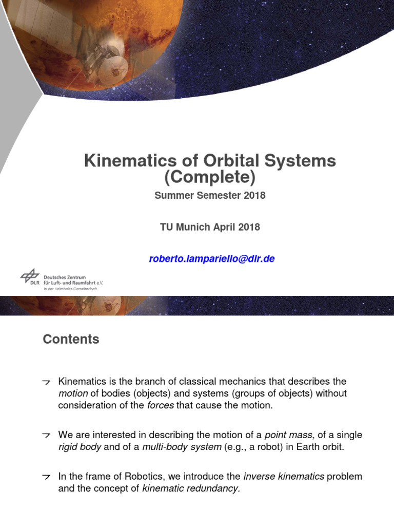 Lecture 1 - Kinematics | PDF | Kinematics | Rotation
