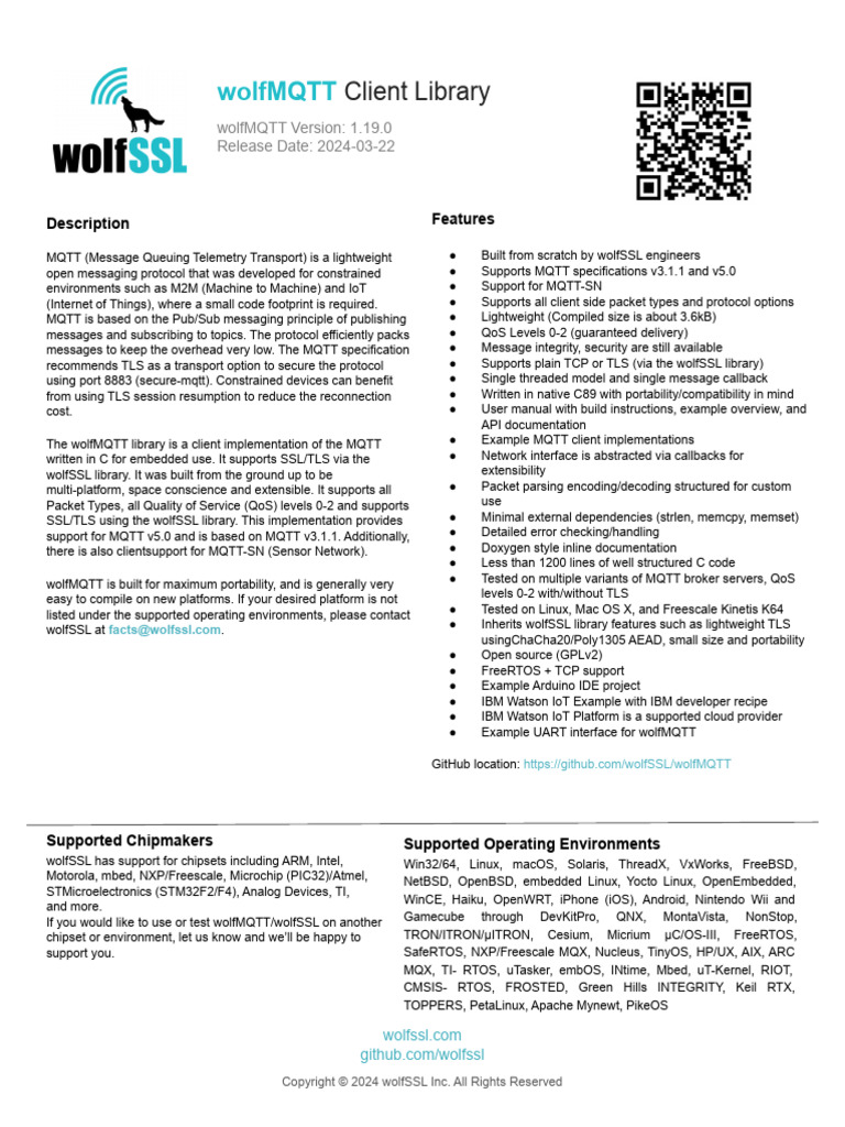 wolfMQTT Client Library | PDF | Software | Information Technology