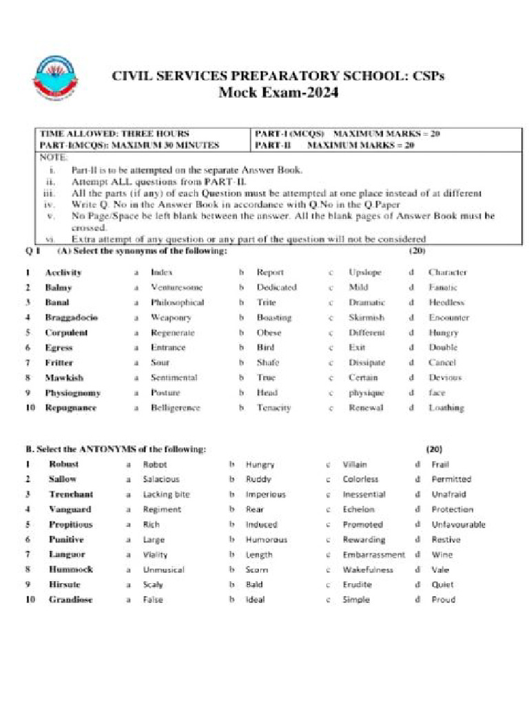 CSPs Composition Mock 2024 | PDF