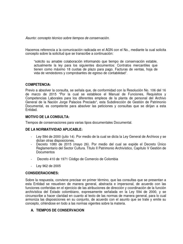 Tiempo de Conservacion Radicado - 2-2015-06024 | PDF | Contabilidad