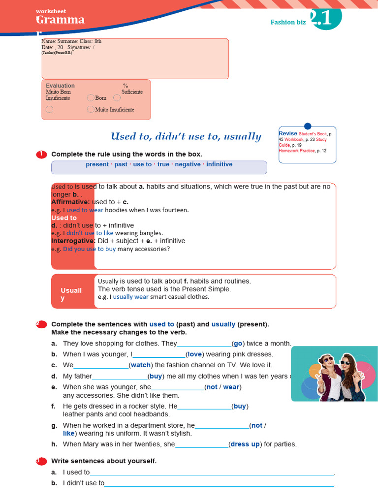 Grammar Worksheet: Used To vs. Usually | PDF | Linguistic Morphology ...
