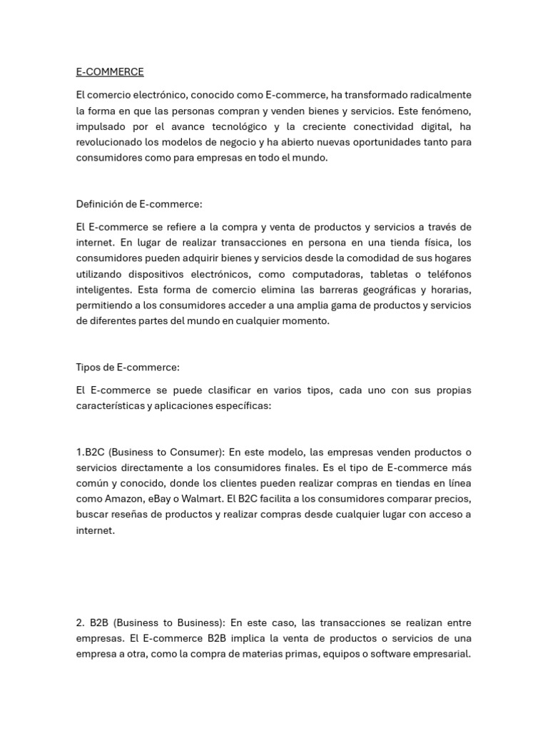 E-COMMERCE | PDF | Comercio electrónico | Business E-COMMERCE | PDF | Comercio electrónico | Business