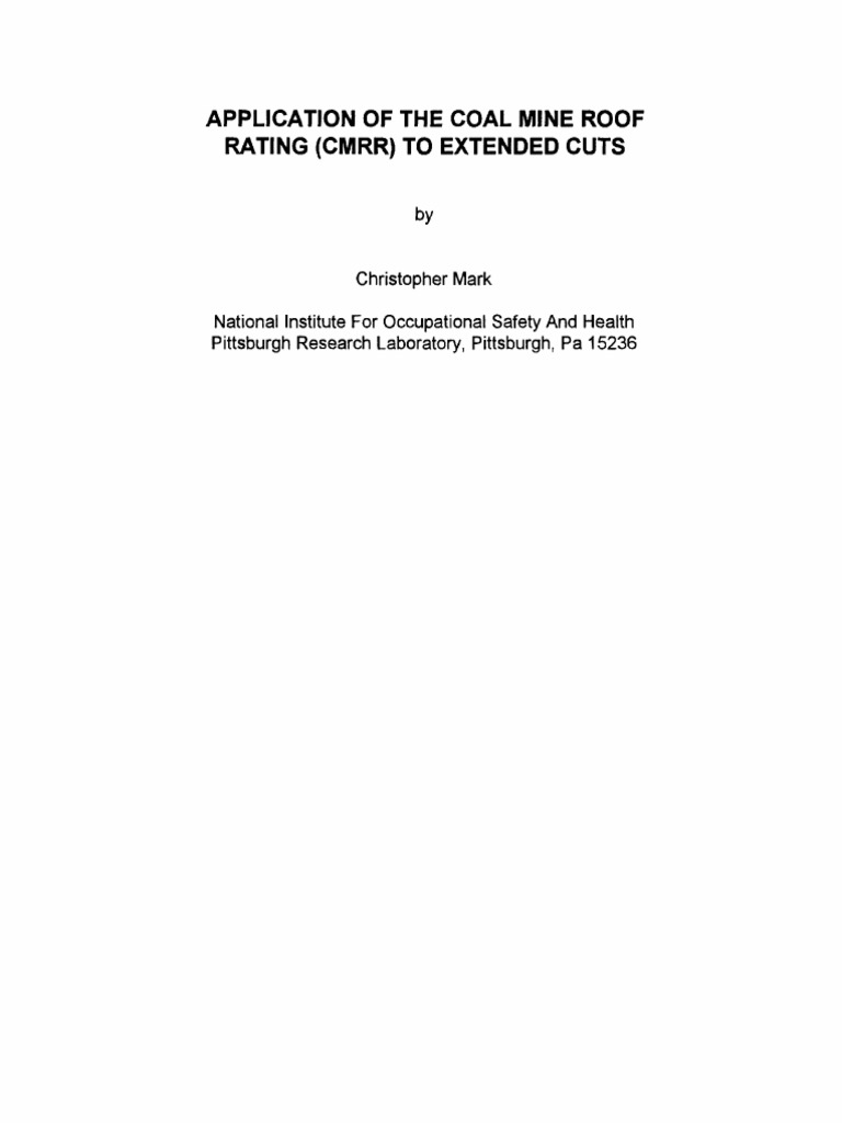 CDC Coal Mine Roof Rating | PDF | Mining | Coal Mining