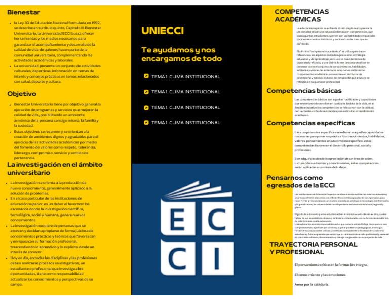 Bienestar Universitario en ECCI | PDF | Educación más alta | Autonomía