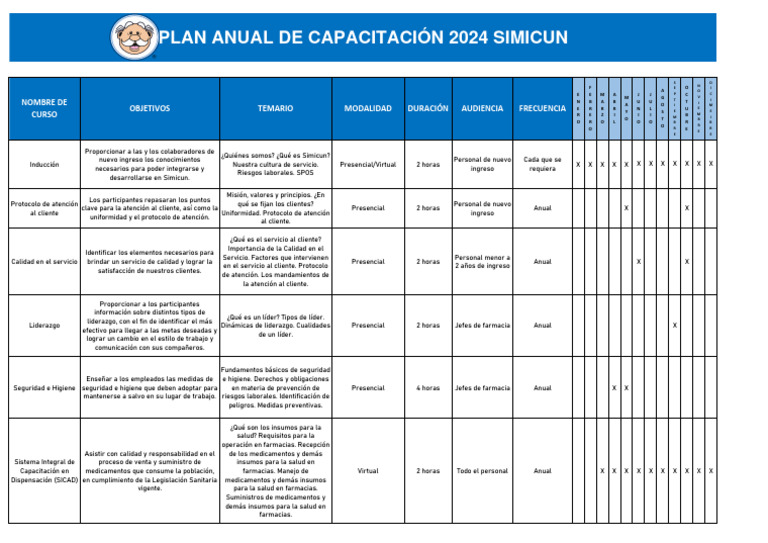 Plan Anual de Capacitación 2024 | PDF | Farmacia