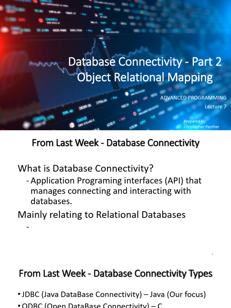Lecture 07 - Database Connectivity - (Part - 2) | PDF | Relational Database | Databases