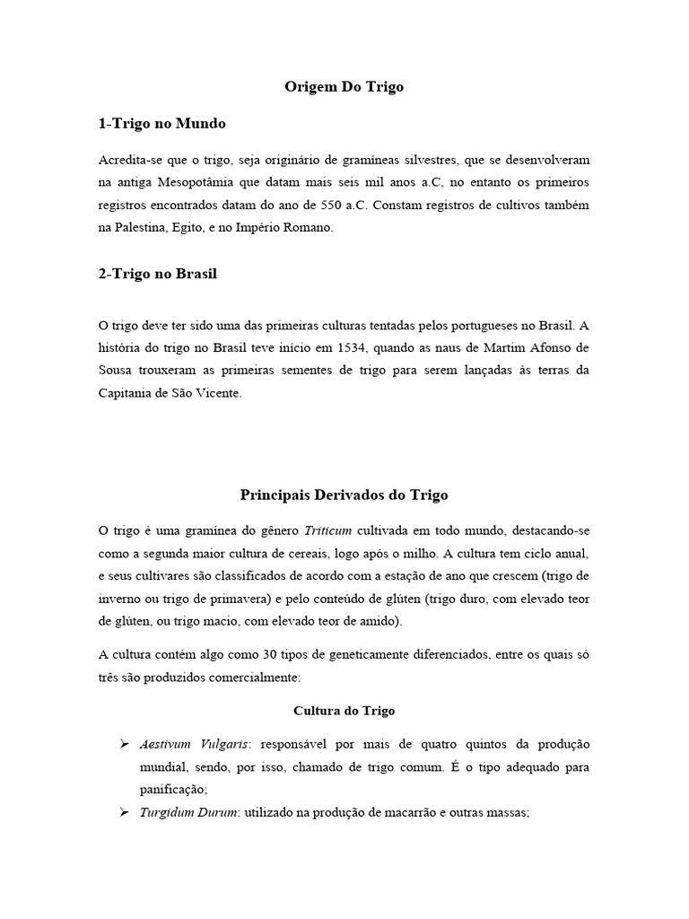 Origem Do Trigo | PDF | Trigo | Cereais