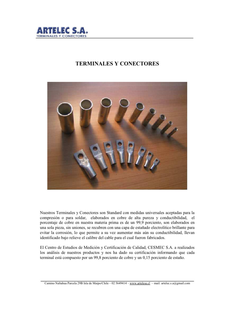Terminales y Conectores de Cobre | PDF | Cobre | Ingenieria Eléctrica