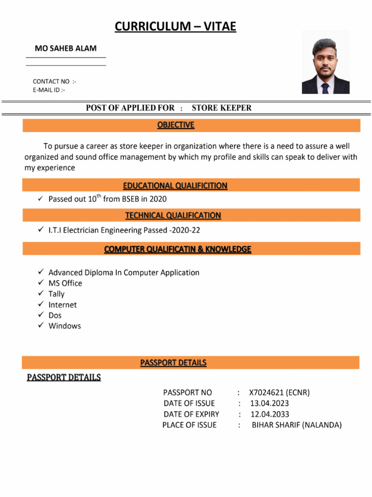 MD Saheb Store Keeper | PDF