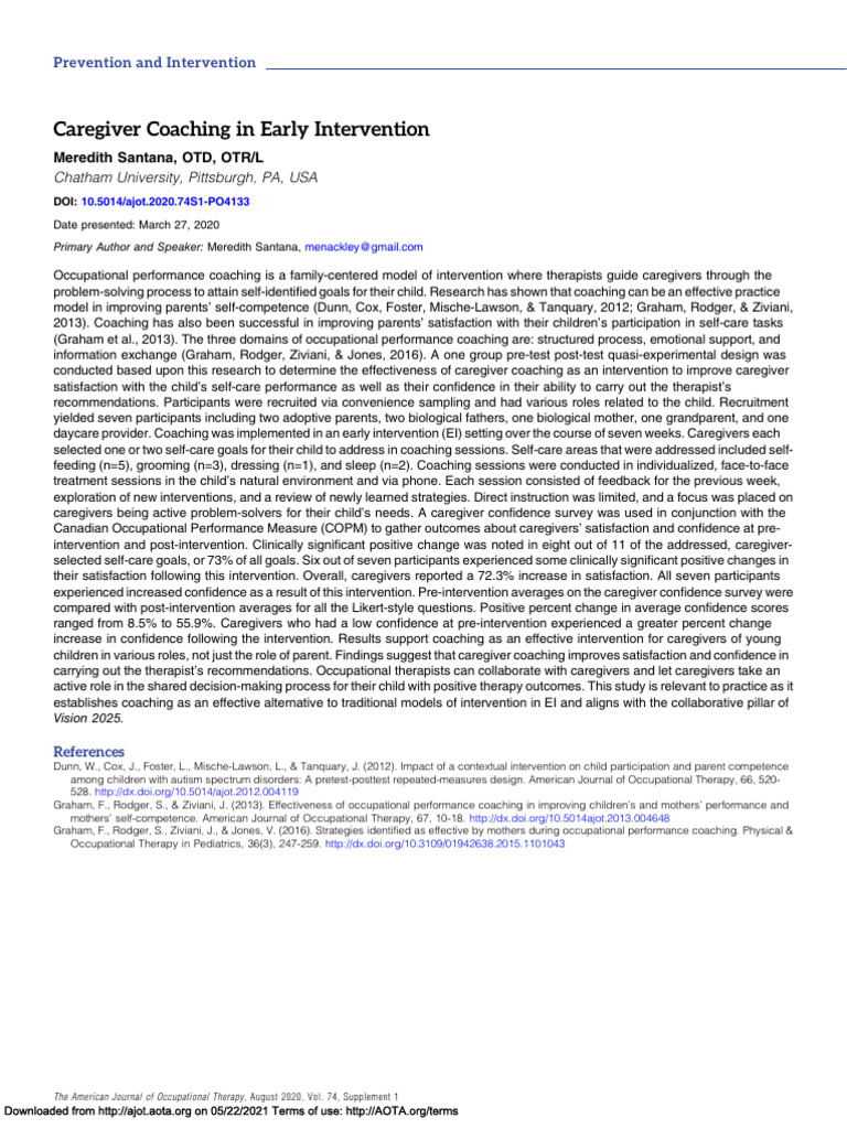 Caregiver Coaching in Early Intervention | PDF | Caregiver | Human ...