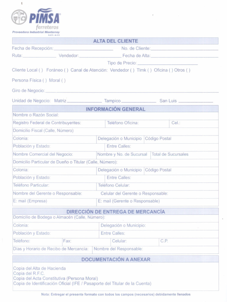 Solic Alta Cliente 1 | PDF