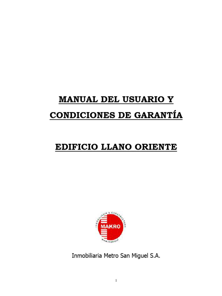 Manual de Uso y Mantencion Edificio Llano - Oriente | PDF | Humedad ...