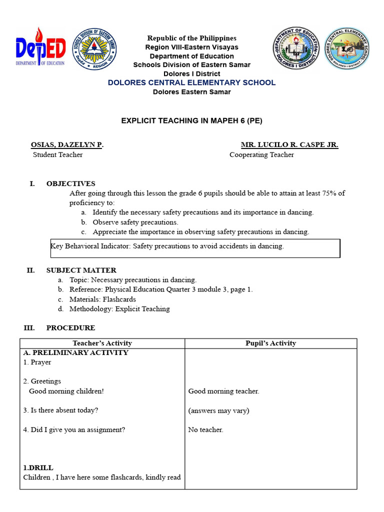 Mapeh (P.e) 6 | PDF | Teachers | Dances