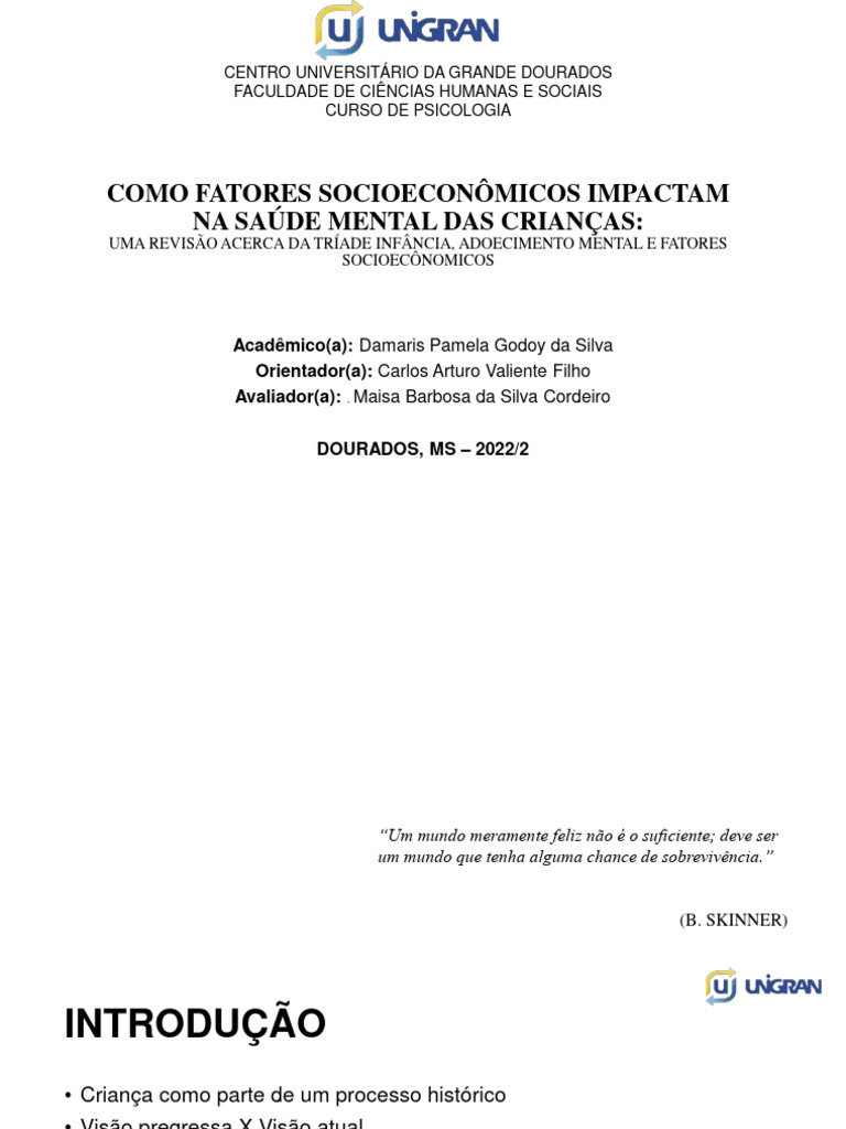 Modelo Slides TCC | PDF | Saúde mental | Distúrbio mental