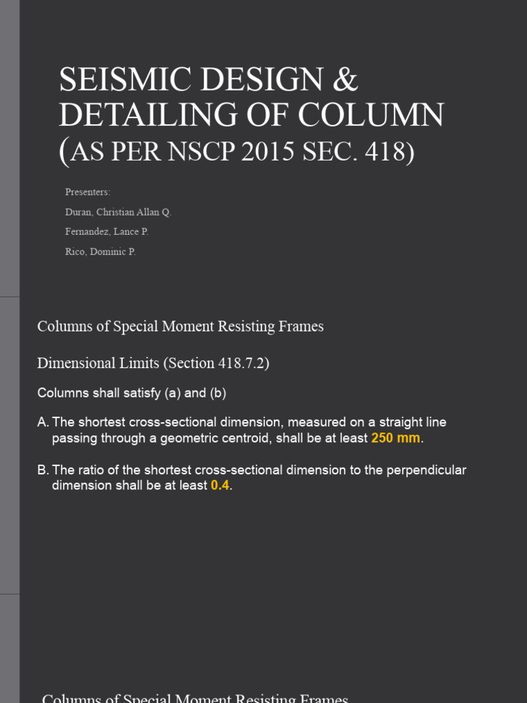 Seismic Detailing of Column | PDF | Column | Stress (Mechanics)