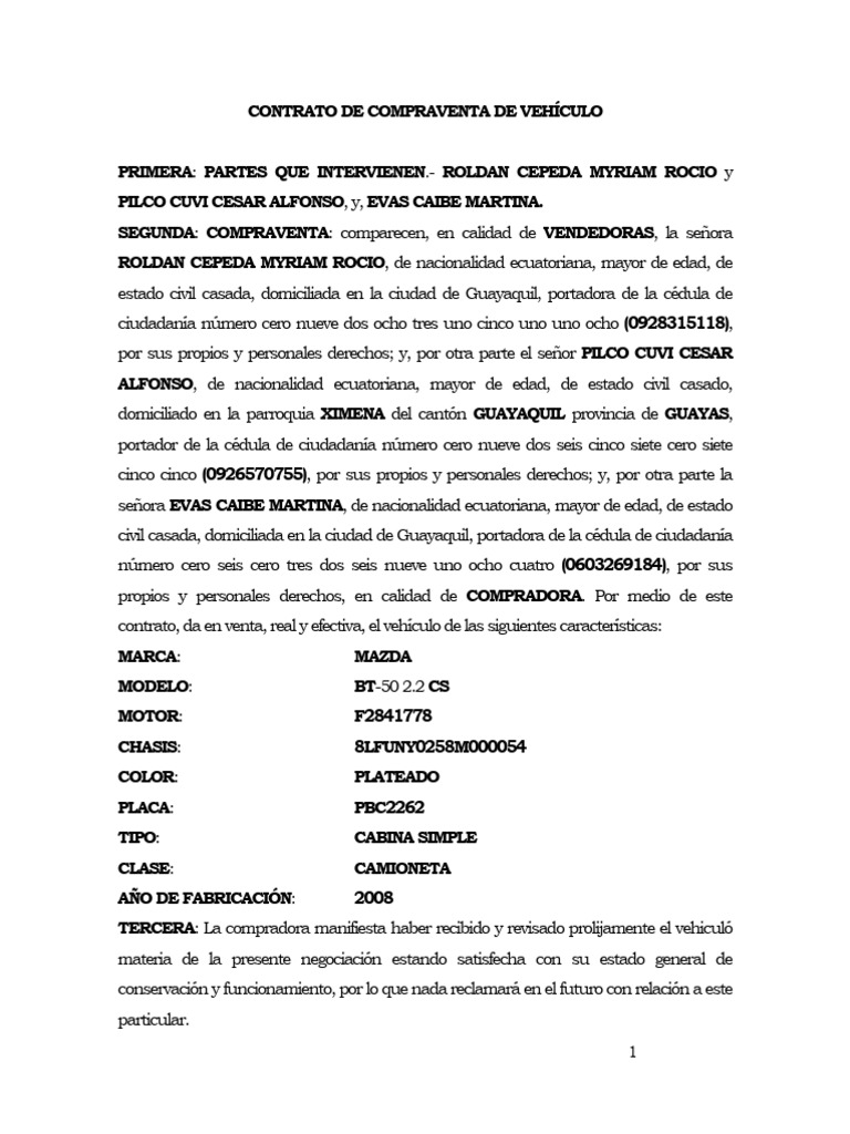 Contrato de Compraventa de Vehiculo-71465-Roldan Cepeda Myriam Rocio y ...
