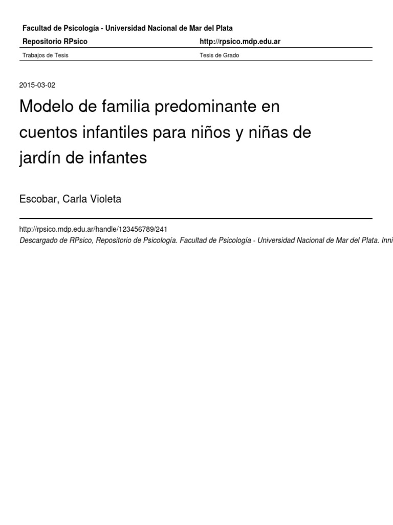 Modelos Familiares en Cuentos Infantiles | PDF | Género | Estudios de género