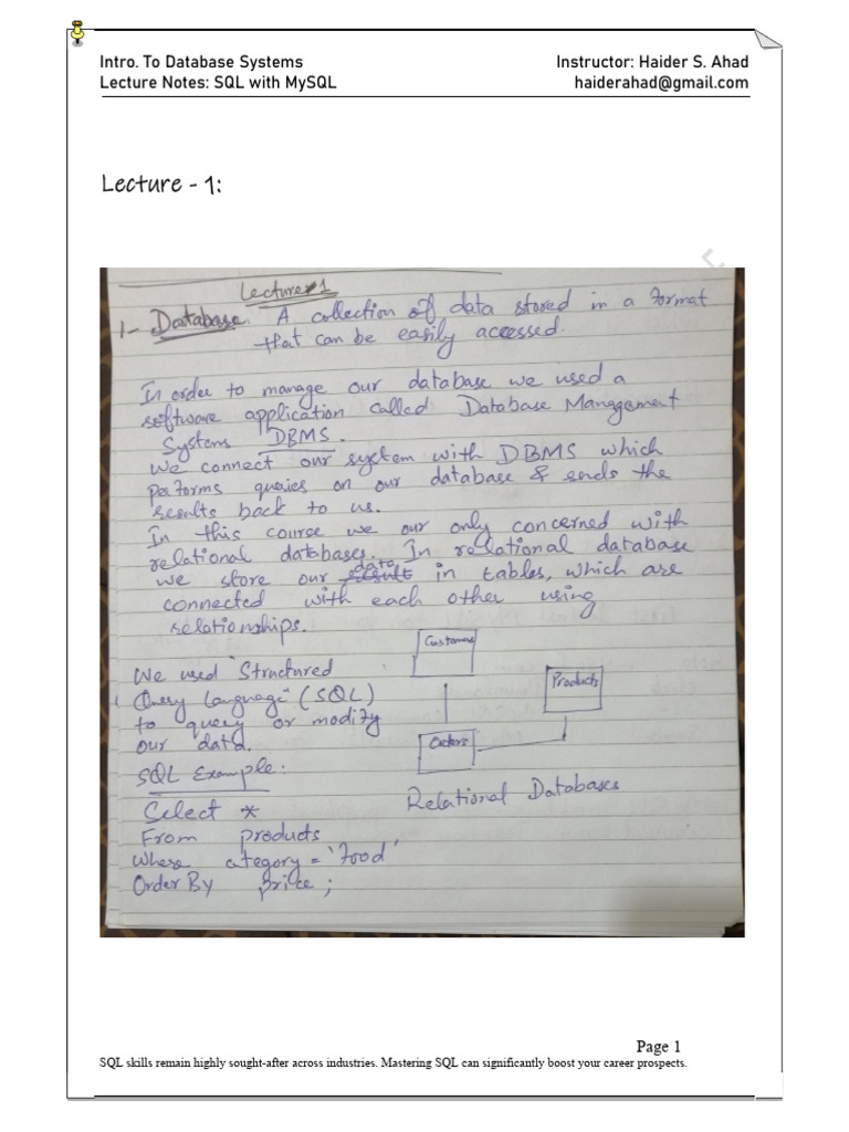 SQL With MySQL - 1 | PDF | Data Model | Computing
