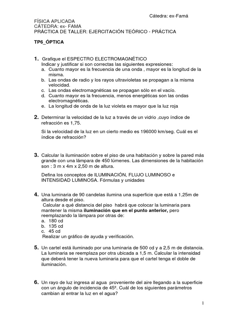 TP6 Optica 2023 | PDF | Ligero | Longitud de onda