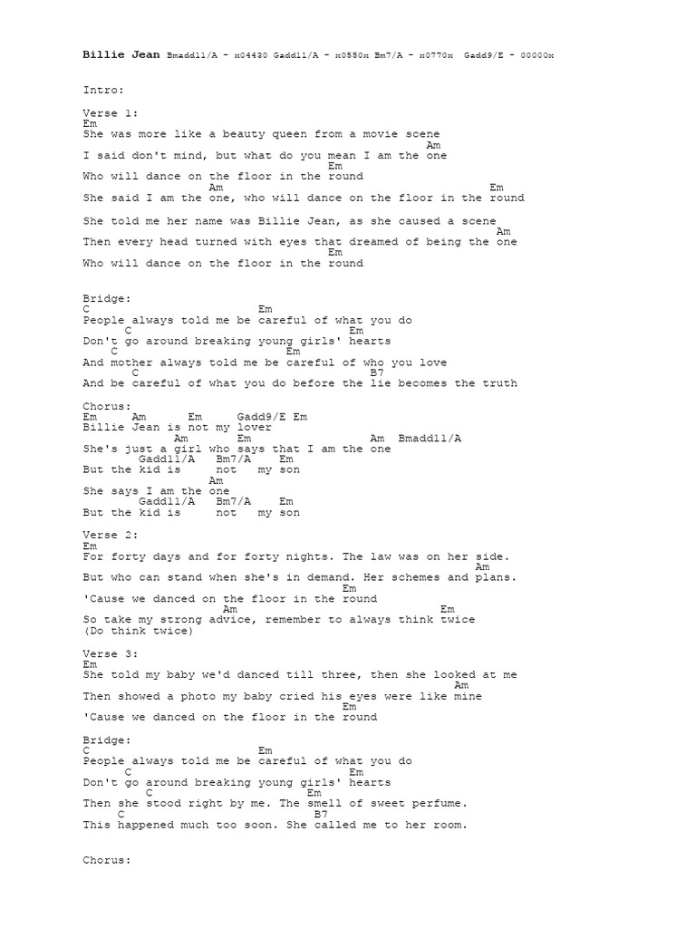 Billie Jean Bmadd11 | PDF | Song Structure