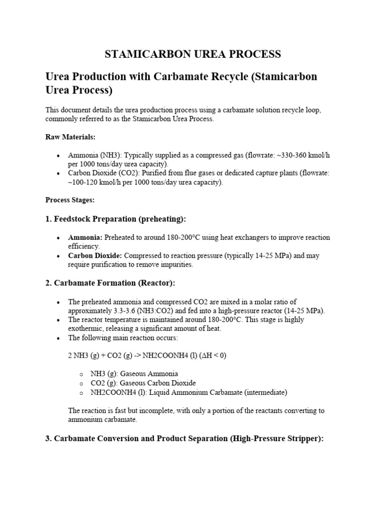 Stamicarbon - Urea Process Narrative | PDF | Urea | Carbon Dioxide