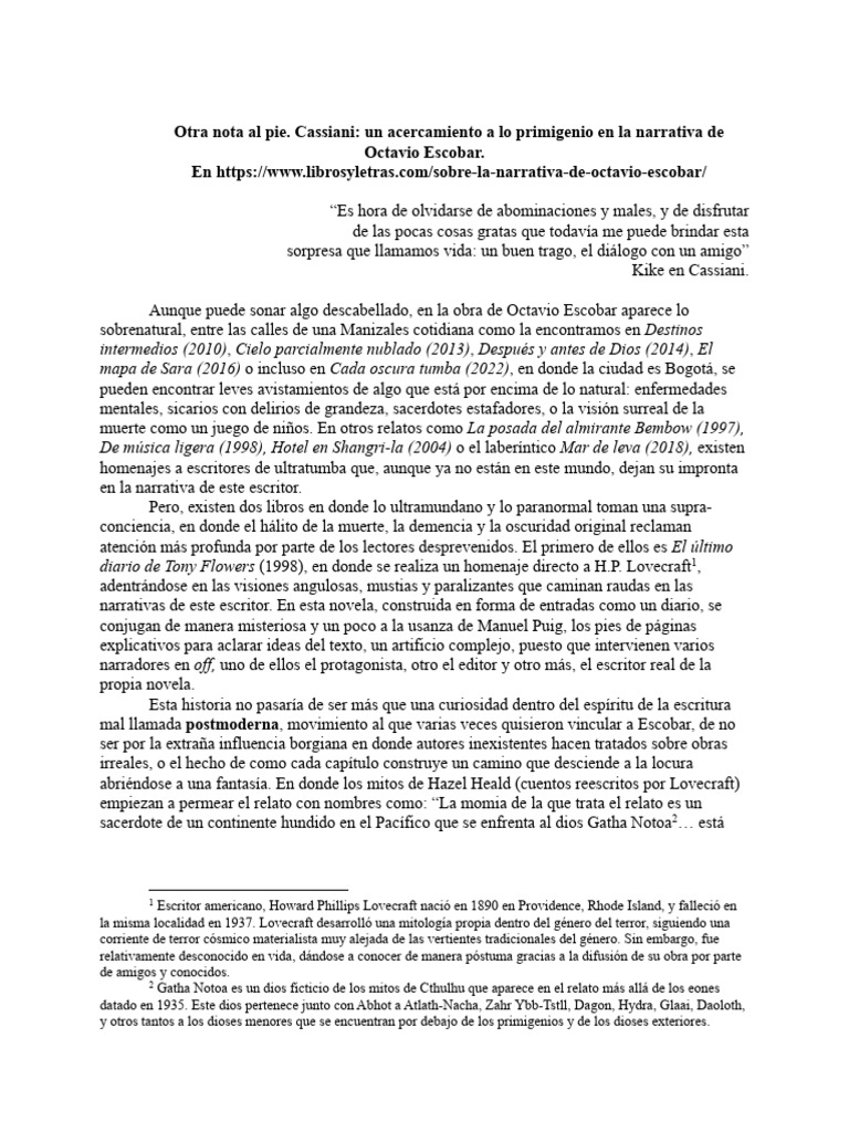 Cassiani Acercamiento A Lo Primigenio en Libros y Letras | PDF ...