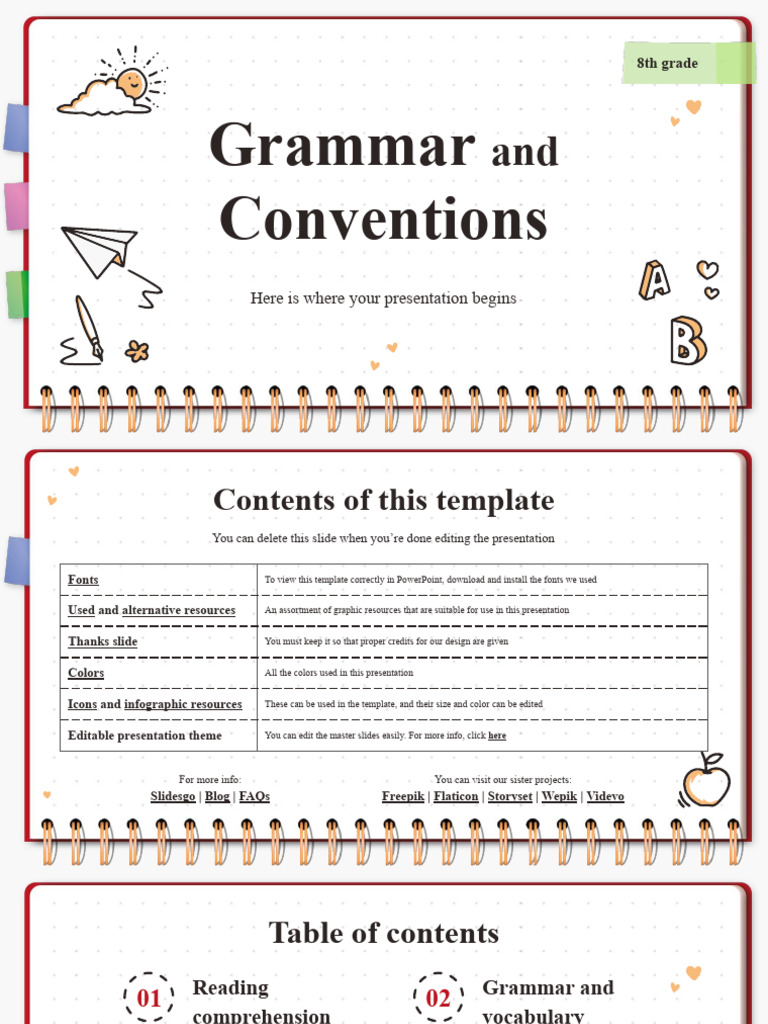 Grammar and Conventions - 8th Grade by Slidesgo | PDF | Planets ...