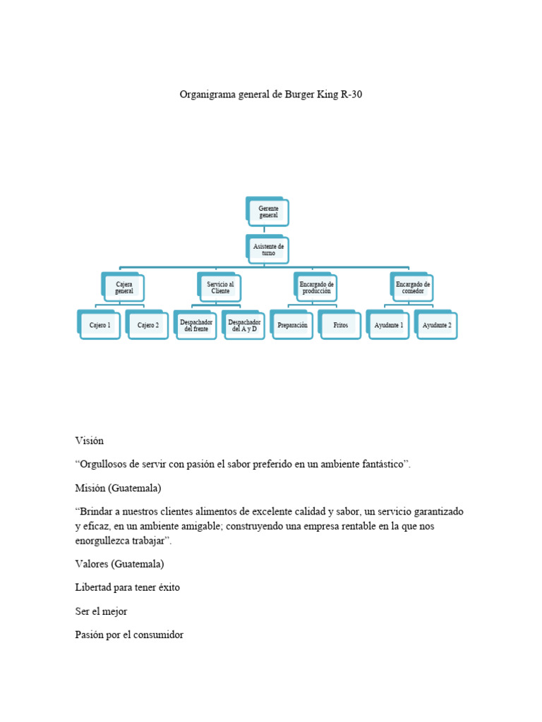 Organigrama general de Burger | PDF