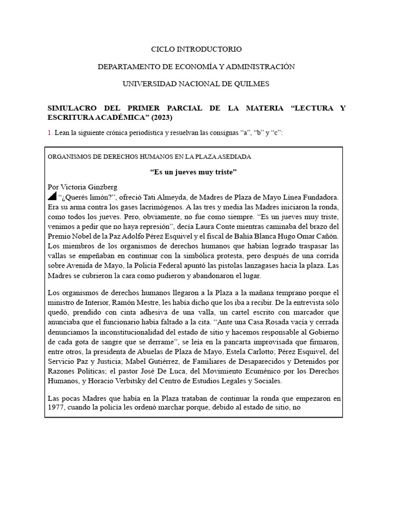 Simulacro 1er Parcial LEA 2024 | PDF | Argentina | Derechos humanos