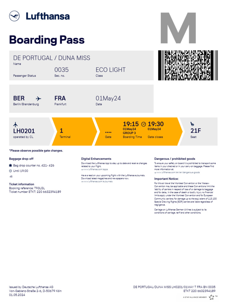 Boarding Pass66316f5f0e19e | PDF | Baggage | Airlines
