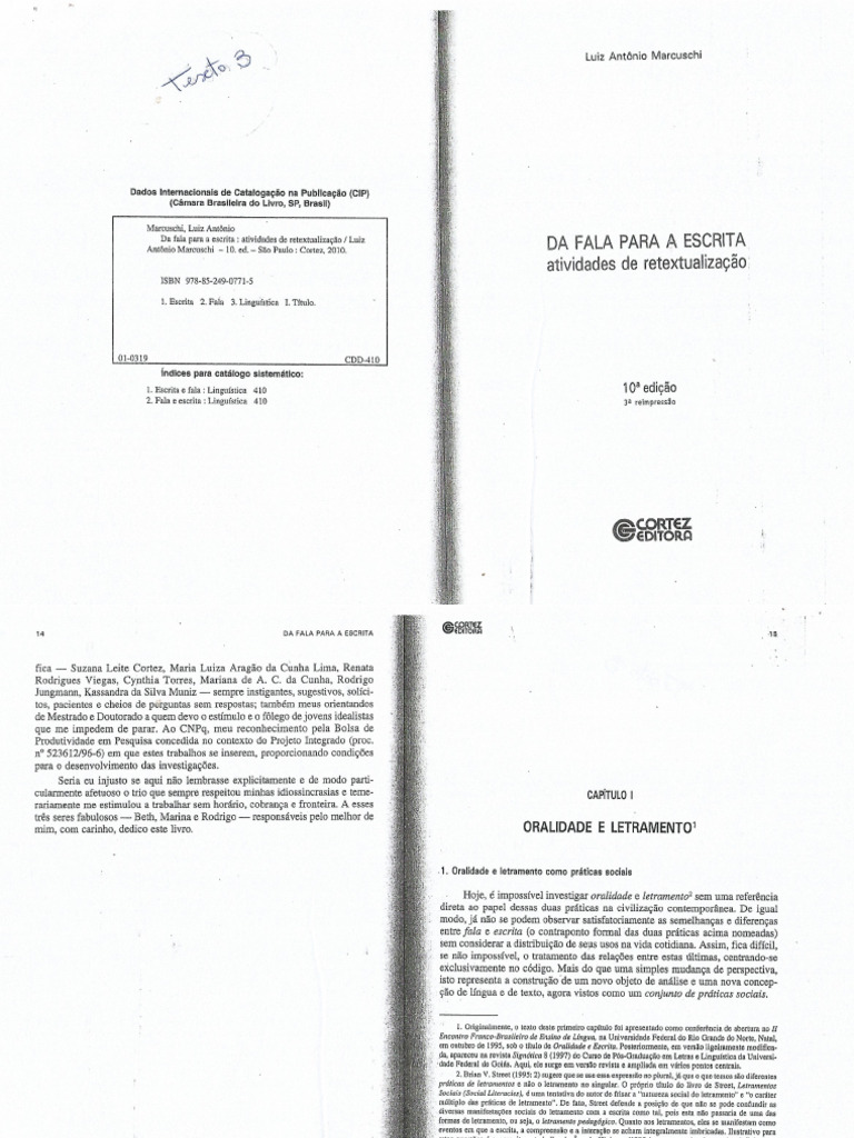 Texto 03 - Da Fala Para a Escrita - MARCUSCHI | PDF