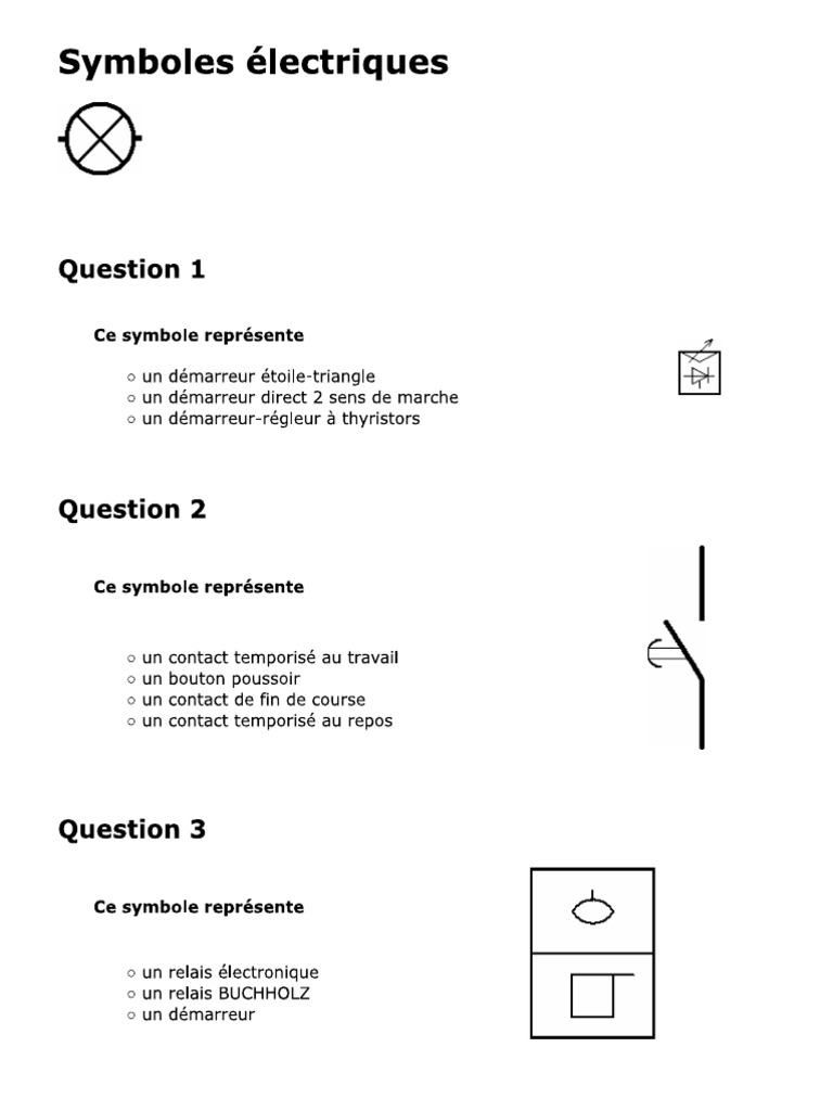 QCM Symboles Électriques | PDF