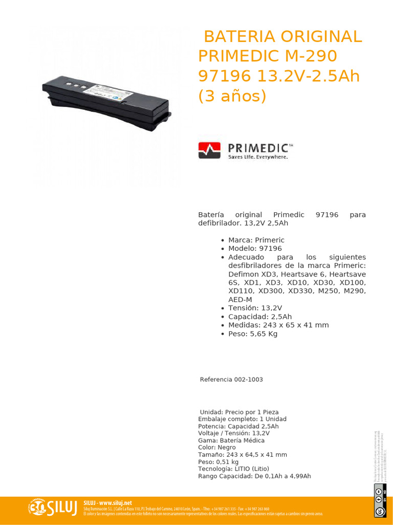 Batería Original Primedic M-290 13.2V | PDF | Ingenieria Eléctrica ...