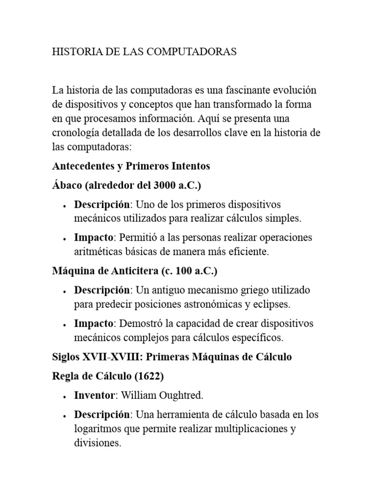 Historia de Las Computadoras | Descargar gratis PDF | Computadoras ...