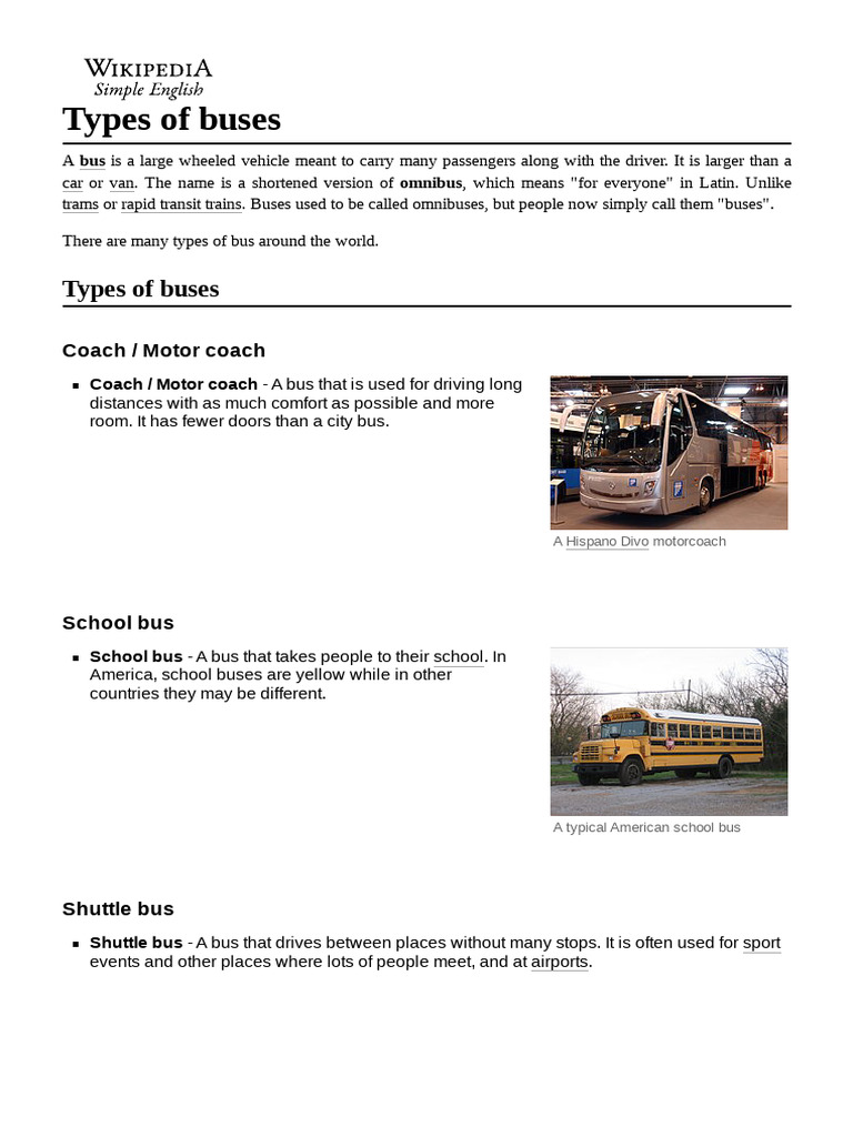 Types of Buses | PDF | Bus | Transport