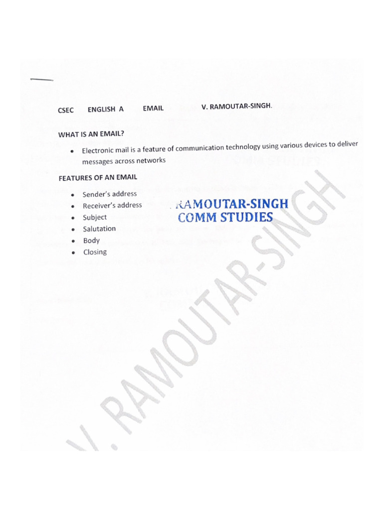 Csec Eng A Email Sample v. Ramoutar-Singh | PDF